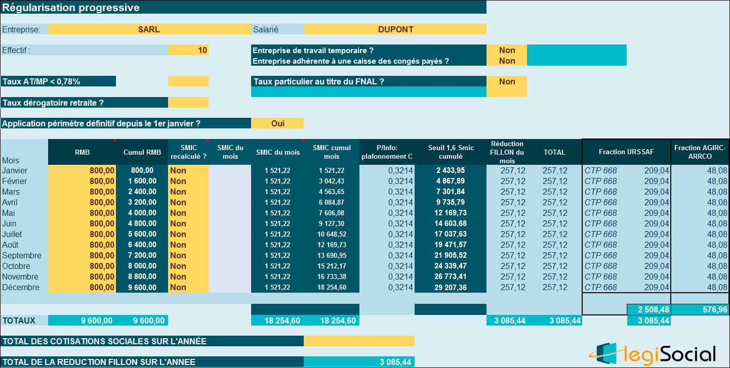 Chiffrage de la réduction générale des cotisations d’un contrat d ...